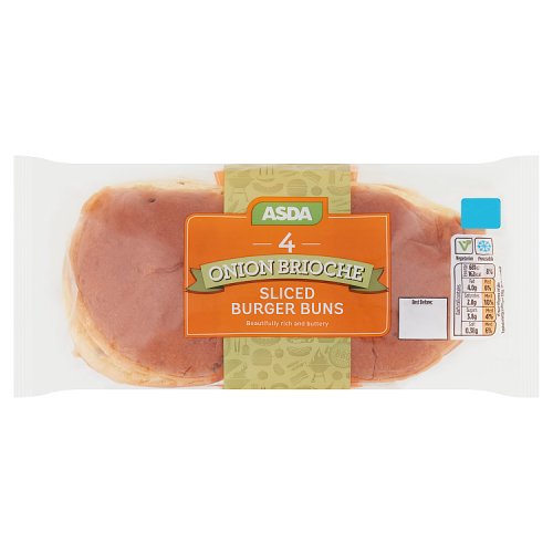 Asda 4 Onion Brioche Sliced Burger Buns | Really Good Culture