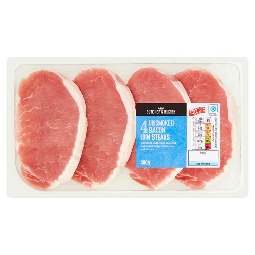 Asda Butcher's Selection 4 Unsmoked Bacon Loin Steaks 400g | Really ...
