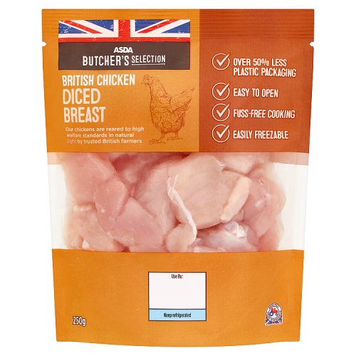 Asda Butcher's Selection British Chicken Diced Breast 250g | Really ...
