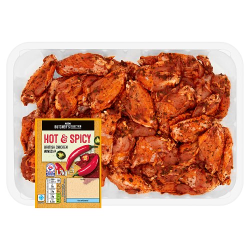 Asda Butcher's Selection Hot & Spicy British Chicken Wings 1.7kg ...