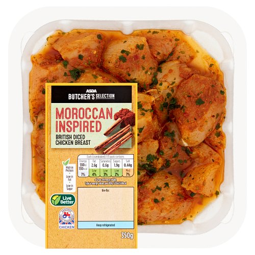 Asda Butcher's Selection Moroccan Inspired British Diced Chicken Breast ...