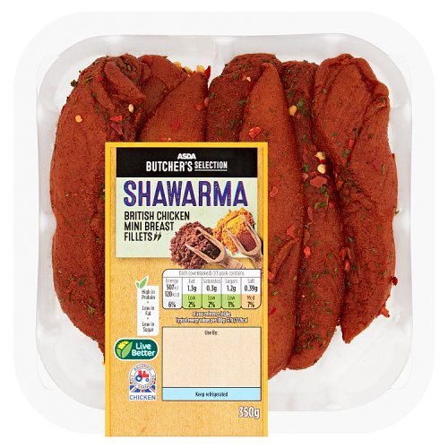 Asda Butcher's Selection Shawarma British Chicken Mini Breast Fillets ...