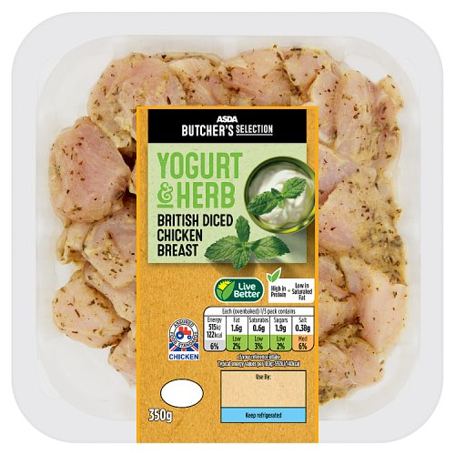Asda Butcher's Selection Yogurt and Herb British Diced Chicken Breast ...
