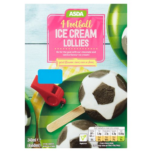 Asda Football Ice Cream Lollies 4 x 60ml (240ml) | Really Good Culture