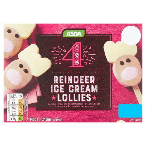 Asda Reindeer Ice Cream Lollies (4 x 60ml) 240ml | Really Good Culture