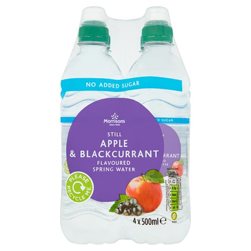 Morrisons Still Apple & Blackcurrant Flavoured Spring Water 4 x 500ml ...