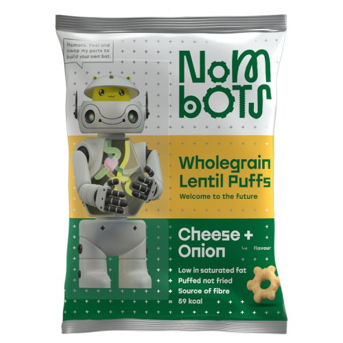 Nombots Wholegrain Lentil Puffs Cheese + Onion Flavour 15g | Really ...