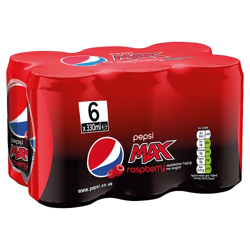 Pepsi Max Raspberry Cans 6 x 330ml | Really Good Culture