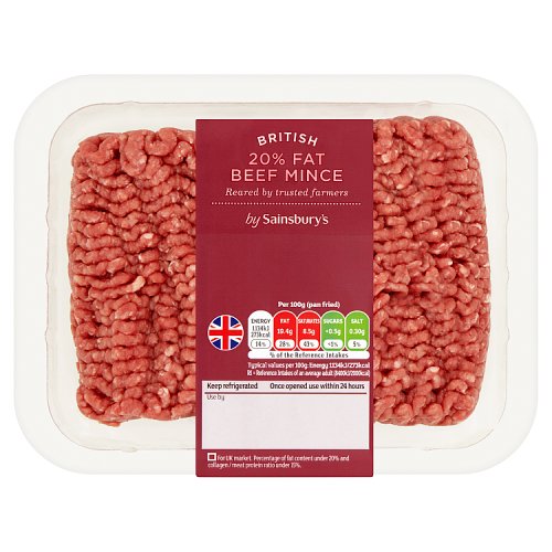 Sainsbury's British 20% Fat Beef Mince 500g | Really Good Culture