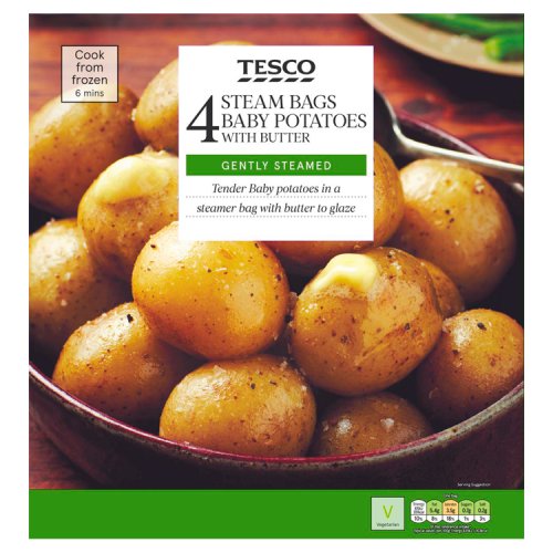 Tesco 4 Steam Bags Baby Potatoes with Butter 800g | Really Good Culture