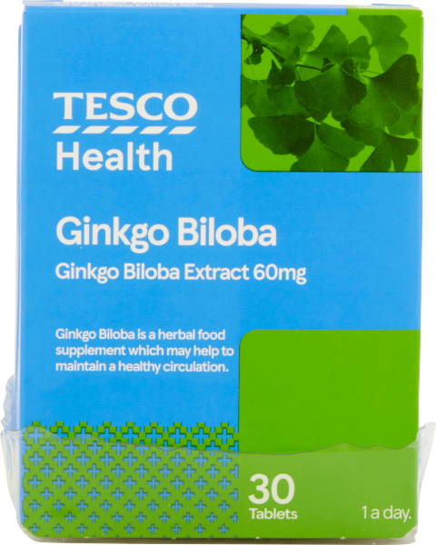 Tesco Health Ginkgo Biloba Extract 60mg 1 A Day 30 Tablets | Really ...