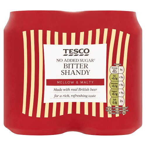 Tesco No Added Sugar Bitter Shandy 4X330ml | Really Good Culture